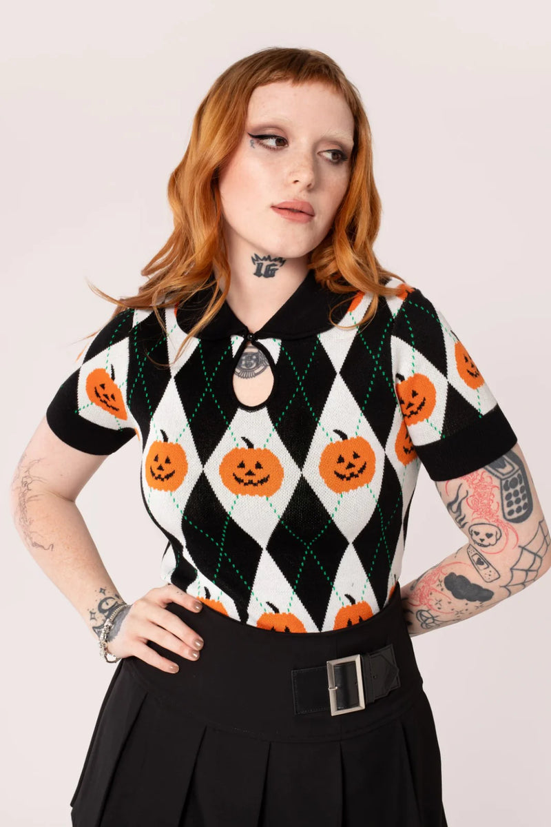 Kitsch Retro Pumpkin Head Top | Hell Bunny Alternative Clothing UK – Captain Jellyfish