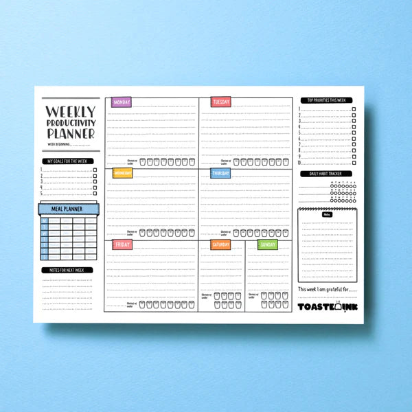 A4 Weekly Planner Desk Pad by Toastedink - Cute Stationery – Captain ...