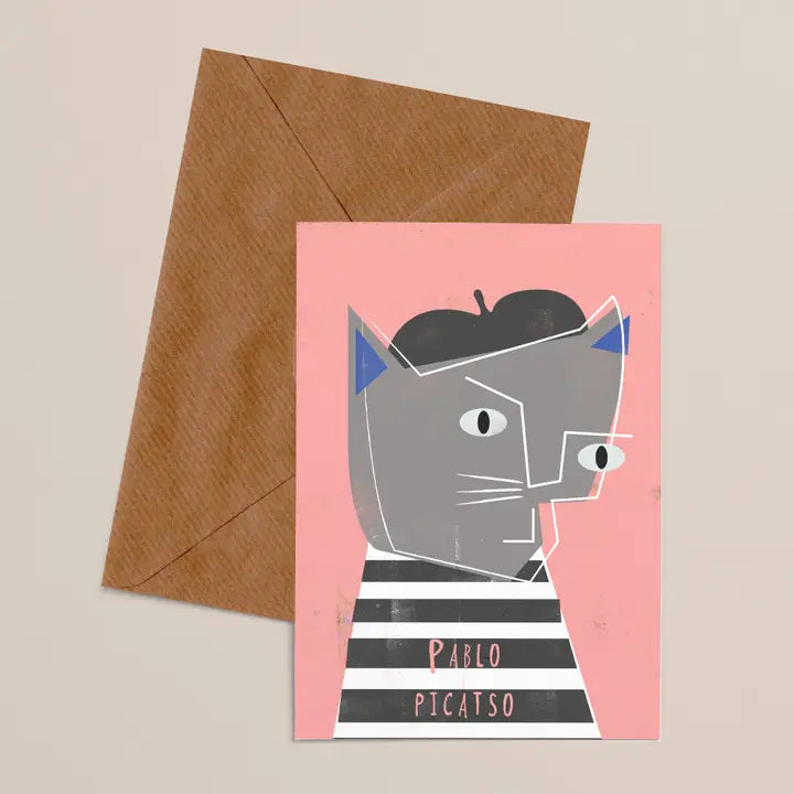 Pablo Picatso Cat Artist Portrait Greetings Card | Niaski UK – Captain ...